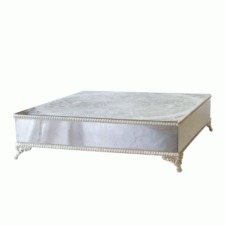 Silver Square Cake Stand 16" - AB Event Hire