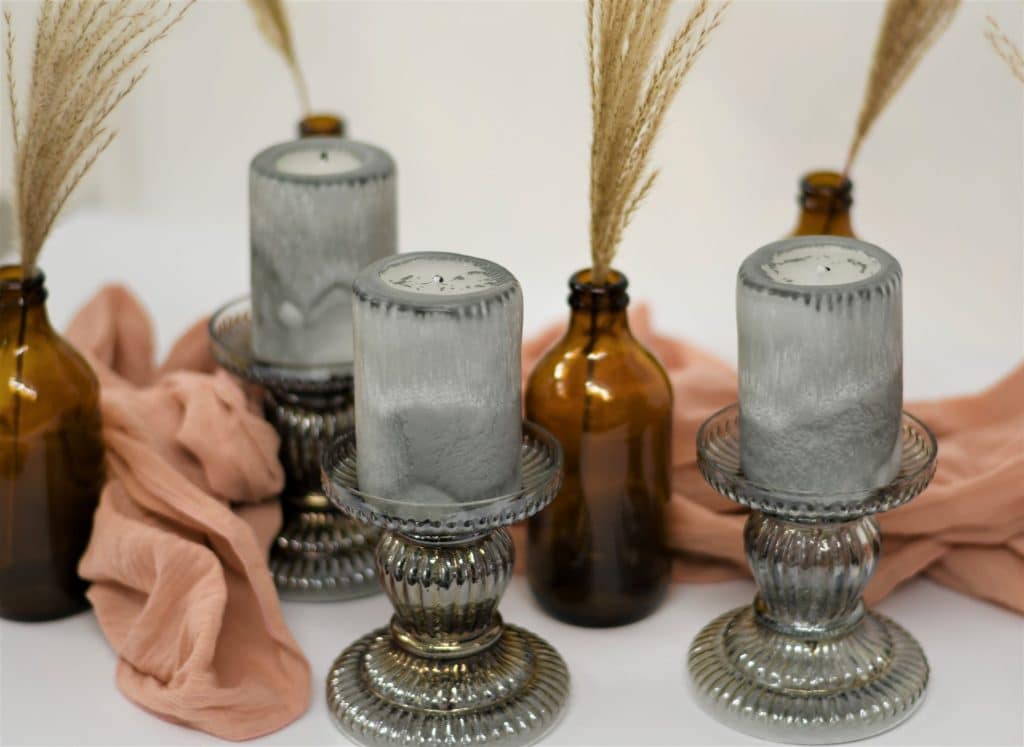 Silver Mercury Glass Pillar Candle Holder Ab Event Hire